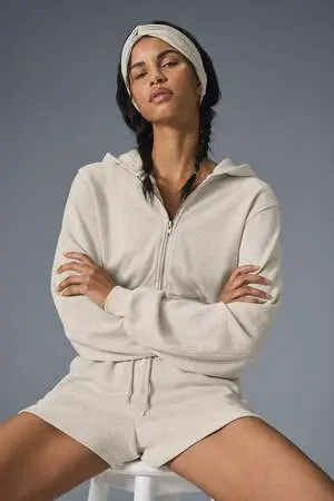 Alo Yoga Sweet Escape Zip-Up Hoodie - Oatmeal Heather | Editorialist